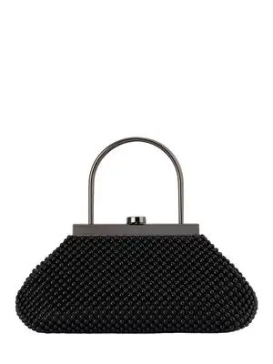 OLGA BERG Mimi Ball Mesh Frame Bag - Black
