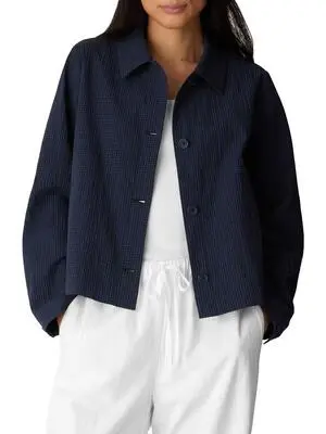 Eileen Fisher Check Stretch Cotton Jacket - Deep Dive