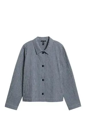 Eileen Fisher Check Stretch Cotton Jacket - Light Dive