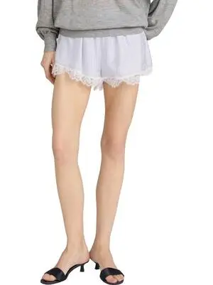 FRAME FRAME Lace Detail Stripe Silk Lounge Shorts