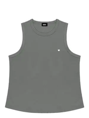DALIX Lil Heart Cotton Jersey Tank - Shadow