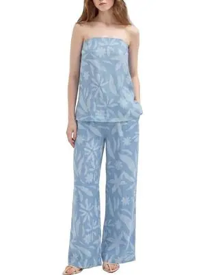 NUAJE NUAJE Rhea Wide-leg Linen Pants - Blue