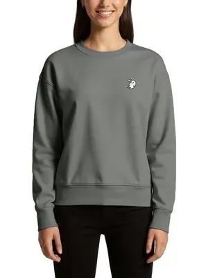 DALIX Embroidered Ghost & Hearts Relaxed Fleece Crewneck Sweatshirt - Shadow