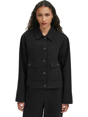 FINERY LONDON Finery London Kelsie Cotton Canvas Button-Front Jacket Black
