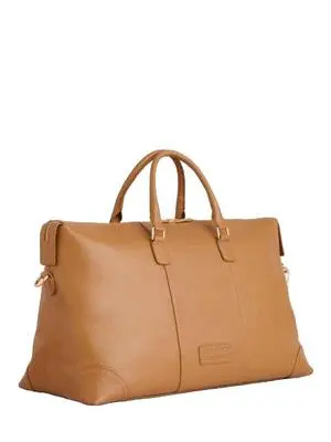 POM POM LONDON Full Grain Leather Weekend Bag With Tassel Detail - Maple