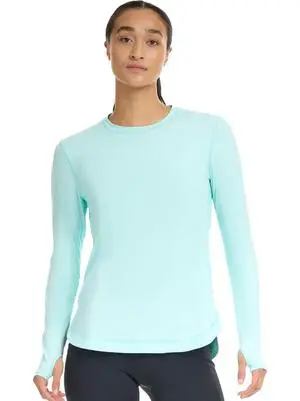 BLOQUV Long Sleeve Relaxed Scallop Top With Upf 50+ Sun Protection - Mint