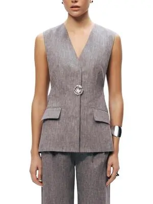 NOCTURNE Tailored Button-front Vest - Multi-colored