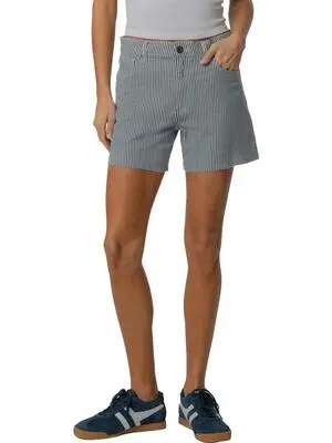 Kut From The Kloth Jane Stripe Raw Hem High Waist Denim Shorts - Navy/ivory