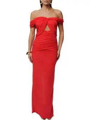 JLUXLABEL Alessandra Off-the-shoulder Dress With Cutout - Red