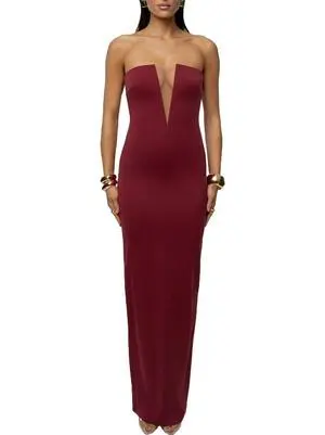 JLUXLABEL Midnight Illusion Strapless Gown - Red