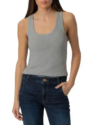Kut From The Kloth KUT From The Kloth Anastasia Stretch Cotton Blend Rib Tank Heather Grey
