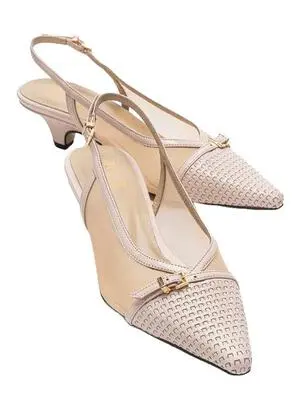 PROLOGUE SHOES Laviera Mesh Slingback Pump - Beige