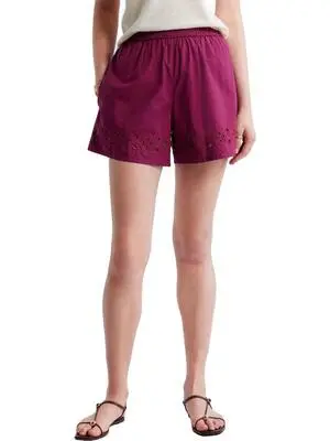 Treasure & Bond Embroidered Cotton Poplin Shorts - Purple Potion