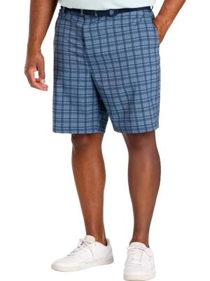 REEBOK Big & Tall Plaid Tech Golf Shorts - Vector Navy