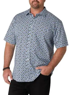 SYNRGY BY DXL Big & Tall Abstract Print Sport Shirt - Blue