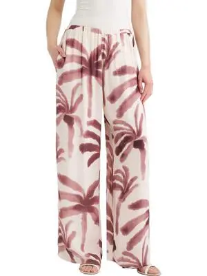 A.REN A.REN Isle Palm Tree Print Wide Leg Pants