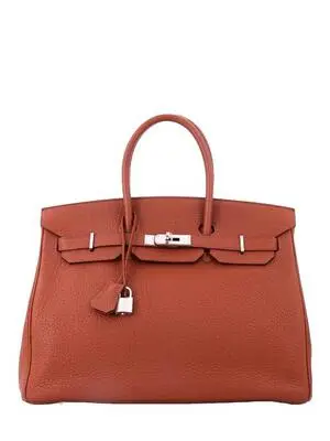 Hermès Birkin Handbag Brown Fjord With Palladium Hardware 35 - Sienne