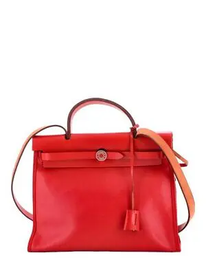 Hermès Herbag Zip Berline Vache Canvas And Leather 31 Red