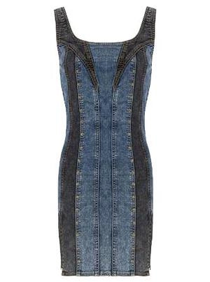 PCFG Free Heaven" Two-tone Denim Dress - Blue
