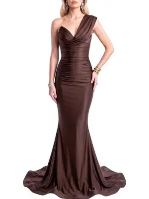 JESSICA ANGEL JESSICA ANGEL One-Shoulder Gown Brown