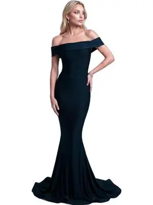 JESSICA ANGEL Off-the-shoulder Sculpted Mermaid Gown - Black