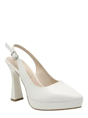 FOREVER & ALWAYS SHOES Corin Pointed Toe Slingback Wedding Platform Pump - Ivory