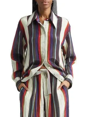 Christopher John Rogers Morris Stripe Button-up Shirt - Calla Lily Multi