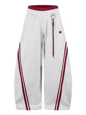 AELFRIC EDEN Baggy Barrel-leg Sweatpants With Color-block Stripes - Grey