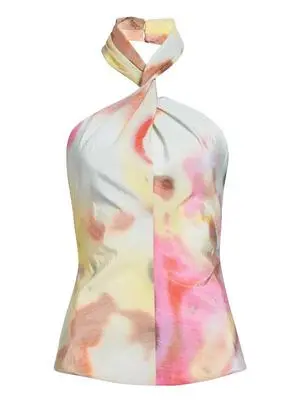 Christopher John Rogers Moonshine Twist Halter Top - Limeade Multi