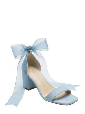 FOREVER & ALWAYS SHOES Rova Bow Block Heel Sandal - Blue