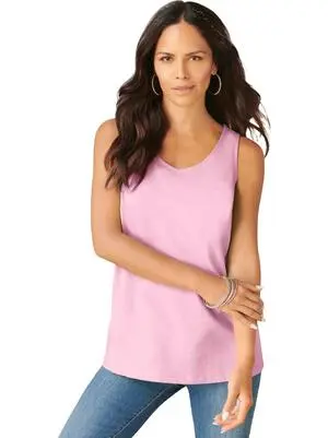 ROAMAN'S Cotton Scoopneck Tank Top - Primrose