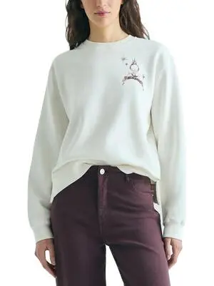 SCALPERS Skull Printed Cotton Sweatshirt - Ecru