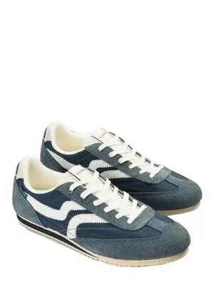 SCALPERS Suede Retro Lace-up Sneakers - Navy