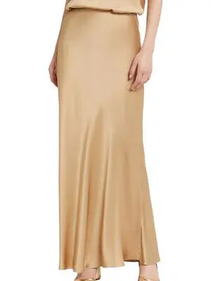 OTTOD'AME Flowy Pleated Maxi Skirt In Viscose - Beige