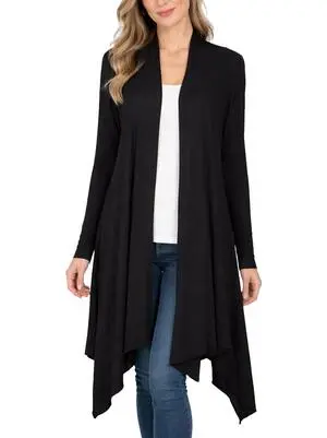 LUUKAA Celeste Wrinkled Viscose Jersey Duster With Asymmetrical Hem - Black