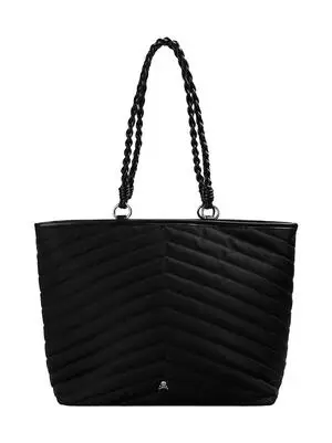 SCALPERS Quilted Shopper Bag With Braided Handle - Black