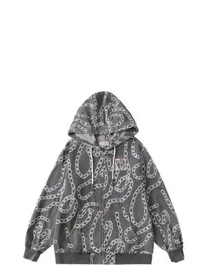 VERYRARE Chains Jacquard Denim Hoodie - Grey
