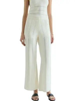 SCALPERS Ribbed Detail Knit Pants - Ecru