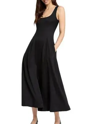 OTTOD'AME Viscose Maxi Dress With Flared Skirt - Black