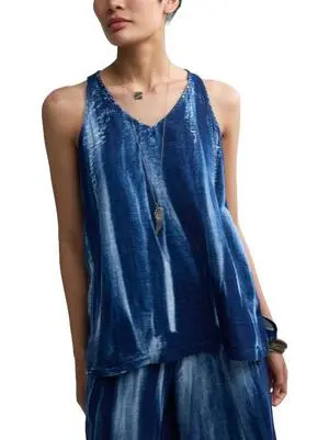 LUUKAA Batik-effect Muslin Top - Candy Sky