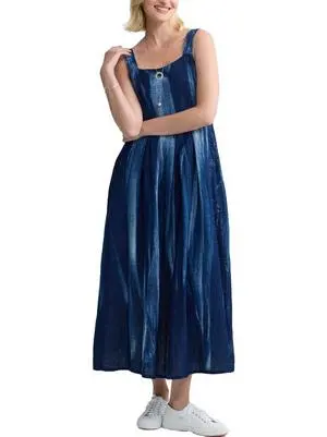 LUUKAA Peyton Batik-effect Tiered Midi Dress - Candy Sky