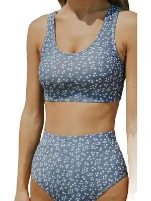 GEODE SWIMWEAR Pacific Scoop Neck Bikini Top - Blue