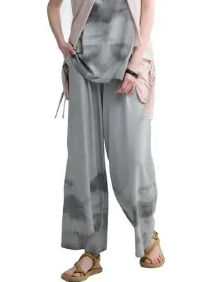 LUUKAA Garment-dyed A-line Cotton-stretch Jersey Pants - Ash Grey