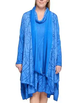 LUUKAA LUUKAA Devore Cotton Jersey Duster With Pointed Hem Blue