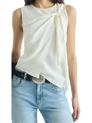 SCALPERS Asymmetrical Knot Top - Ecru