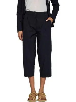 LUUKAA Elara Stretch Linen Cotton Blend Pants - Black