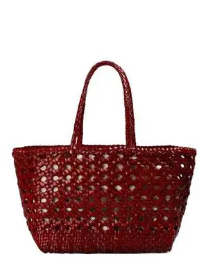 SCALPERS Braided Leather Tote Bag - Darkred