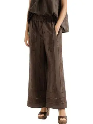 Brunello Cucinelli Broderie Anglaise Track Trousers - Chocolate