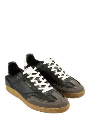SCALPERS Suede And Leather Lace-up Sneakers With Contrast Sole - Black