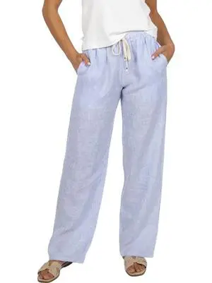 LEISURE LAB Relaxed Fit Linen Stripe Pants - Hampton